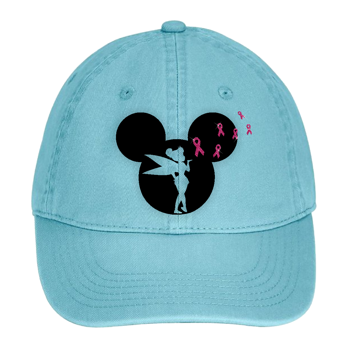 Disney Breast Cancer Awareness Hat/ Mickey, Tinkerbell Glitter Pink Ri ...